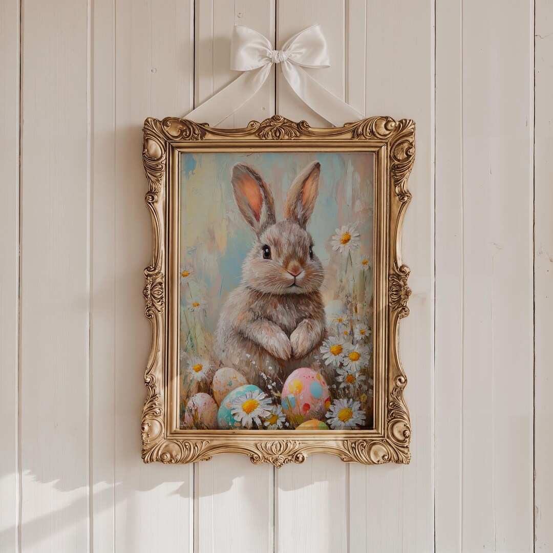 Easter Bunny Art Print, Easter Printable Wall Art, Happy Easter Print ...