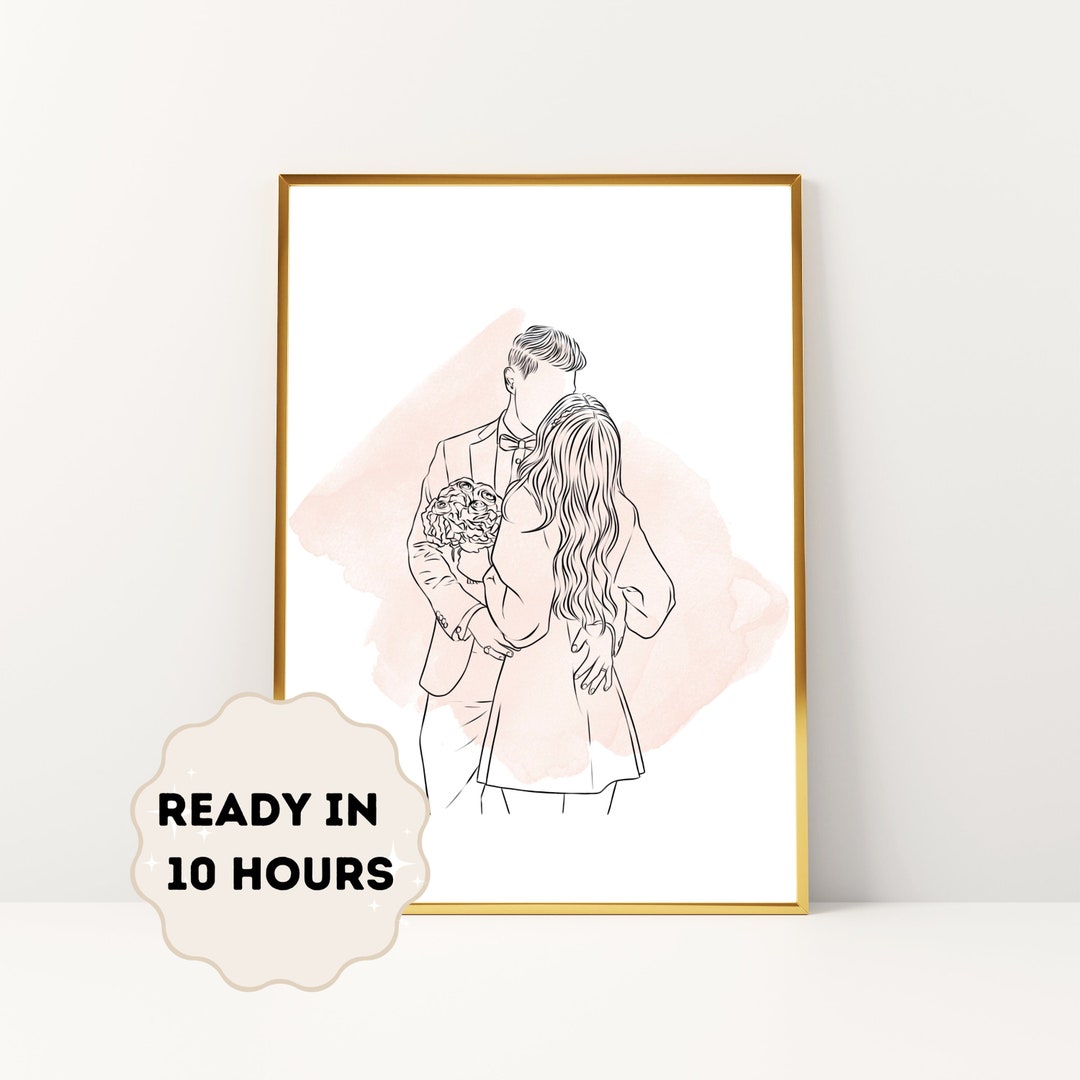 Custom Line Drawing Portrait, Custom Portrait, Christmas Gift Portrait ...