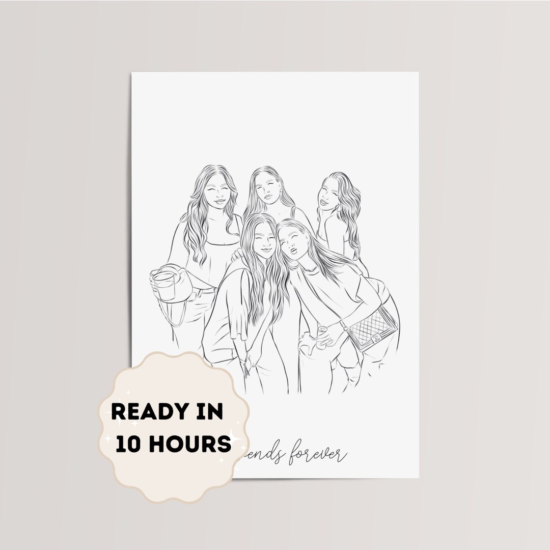 Faceless Portrait, Custom Line Drawing Family, Wedding Portrait ...