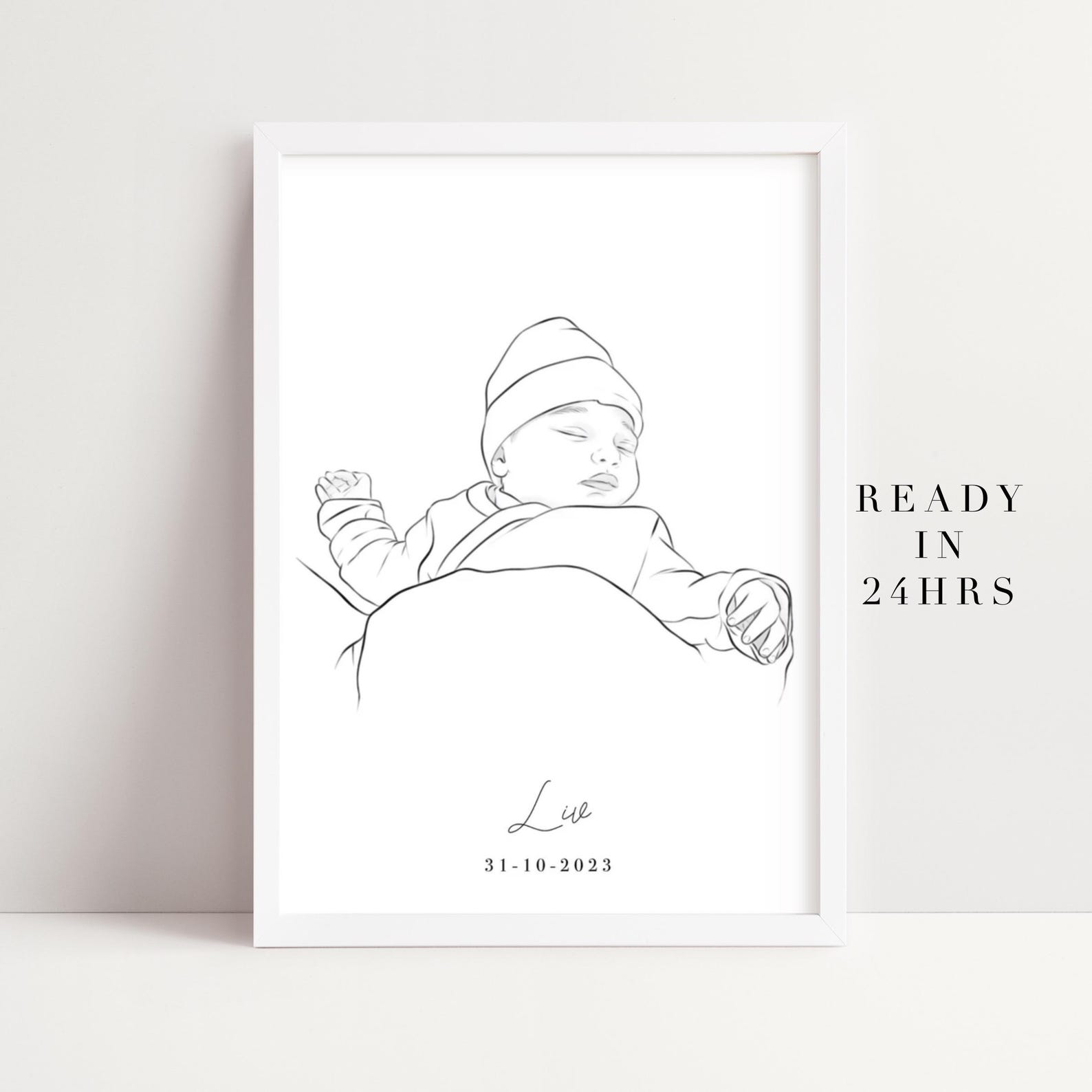 Custom Baby Line Drawing Birth Poster: Personalized Newborn Gift ...
