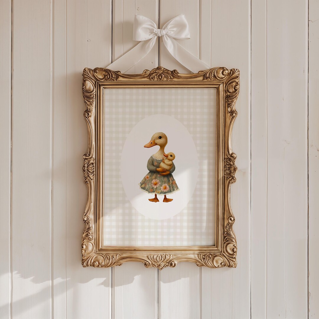 Coquette Boho Duck Print, Nursery Print, Hand Drawn Nursery Wall Art ...