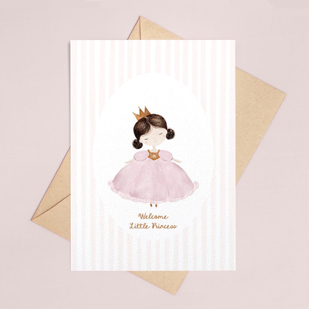 Printable Welcome Little Princess Card Newborn Card Printable Digital ...