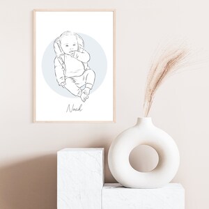 Custom Baby Line Drawing, Birth Poster , Newborn Gift, Custom Portrait ...