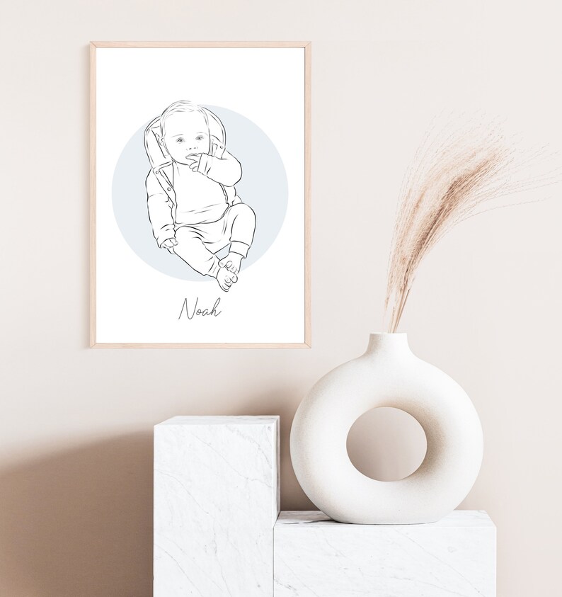 Custom Baby Line Drawing Birth Poster Newborn Gift Custom - Etsy