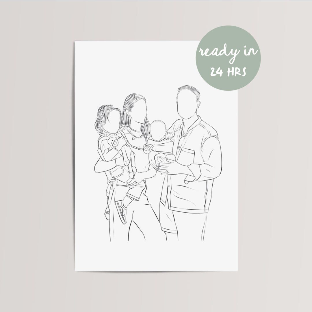 Line Drawing Custom Faceless, Personalised Line Art, Line Illustration ...
