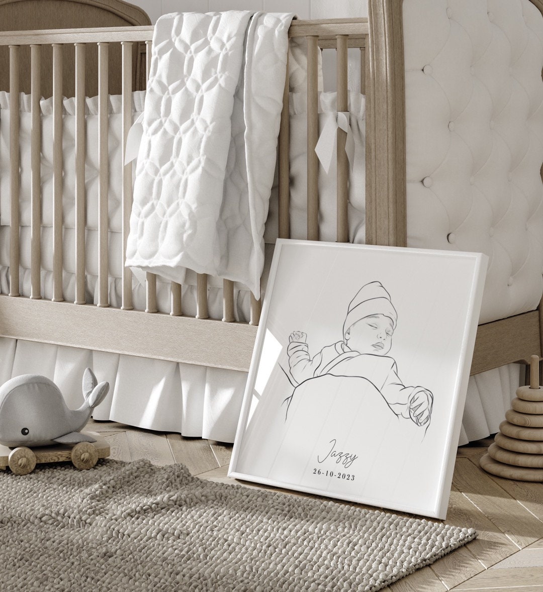 Custom Baby Line Drawing Birth Poster: Personalized Newborn Gift ...