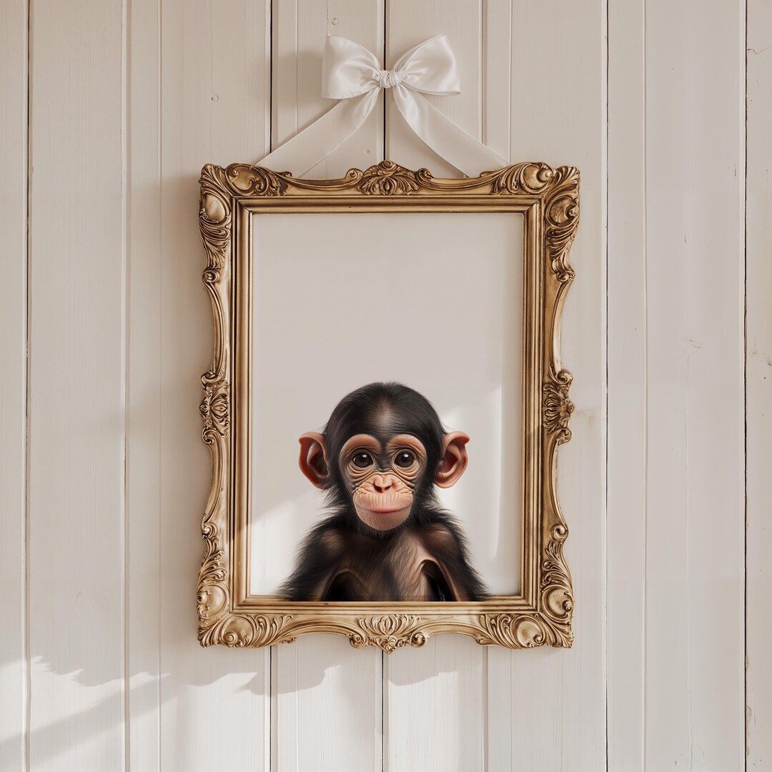 Baby Monkey Print, Safari Print, Nursery Wall Art, Monkey Animal Poster ...