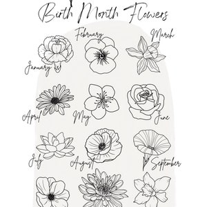 Custom Name Birth Flower , Birth Month Flower , Flower Tattoo Design ...