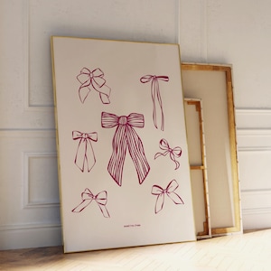 Coquette Bow Poster, Bow Printable Wall Art for Dining Room Wall ...