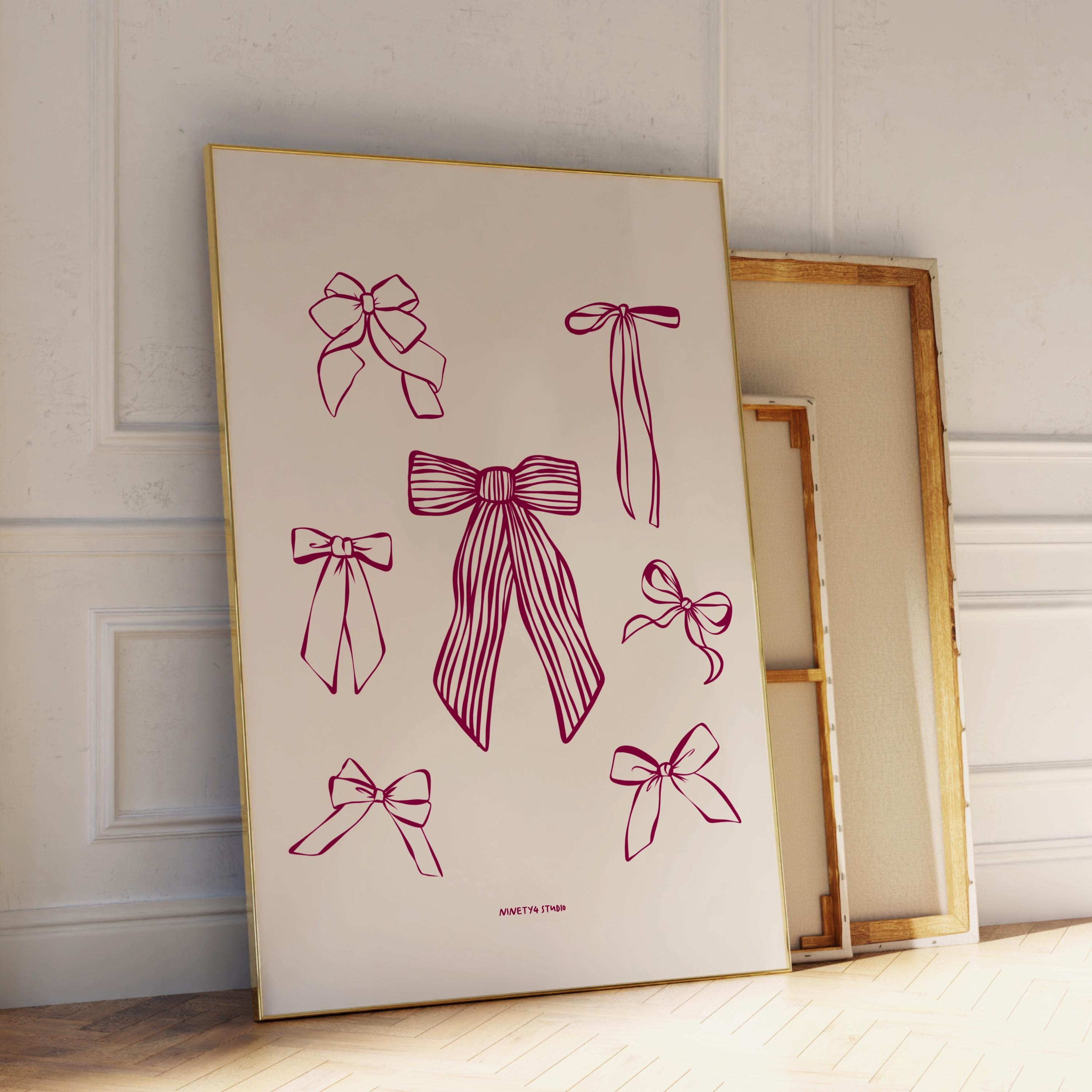 Coquette Bow Poster, Bow Printable Wall Art for Dining Room Wall ...