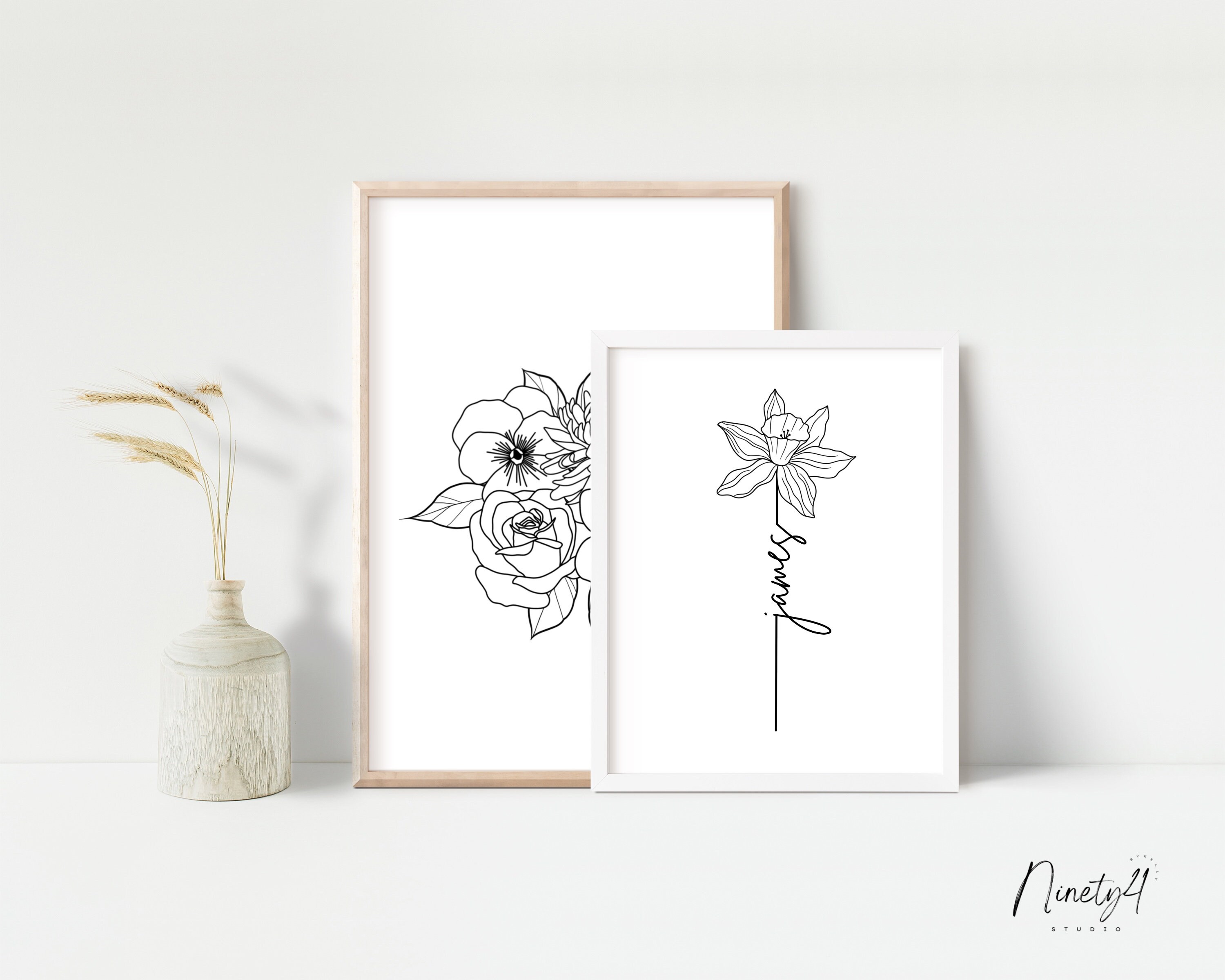 Custom Name Birth Flower Birth Month Flower Flower Tattoo - Etsy