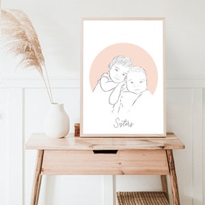 Custom Baby Line Drawing, Birth Poster , Newborn Gift, Custom Portrait ...