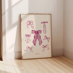 Coquette Bow Poster, Bow Printable Wall Art for Dining Room Wall ...