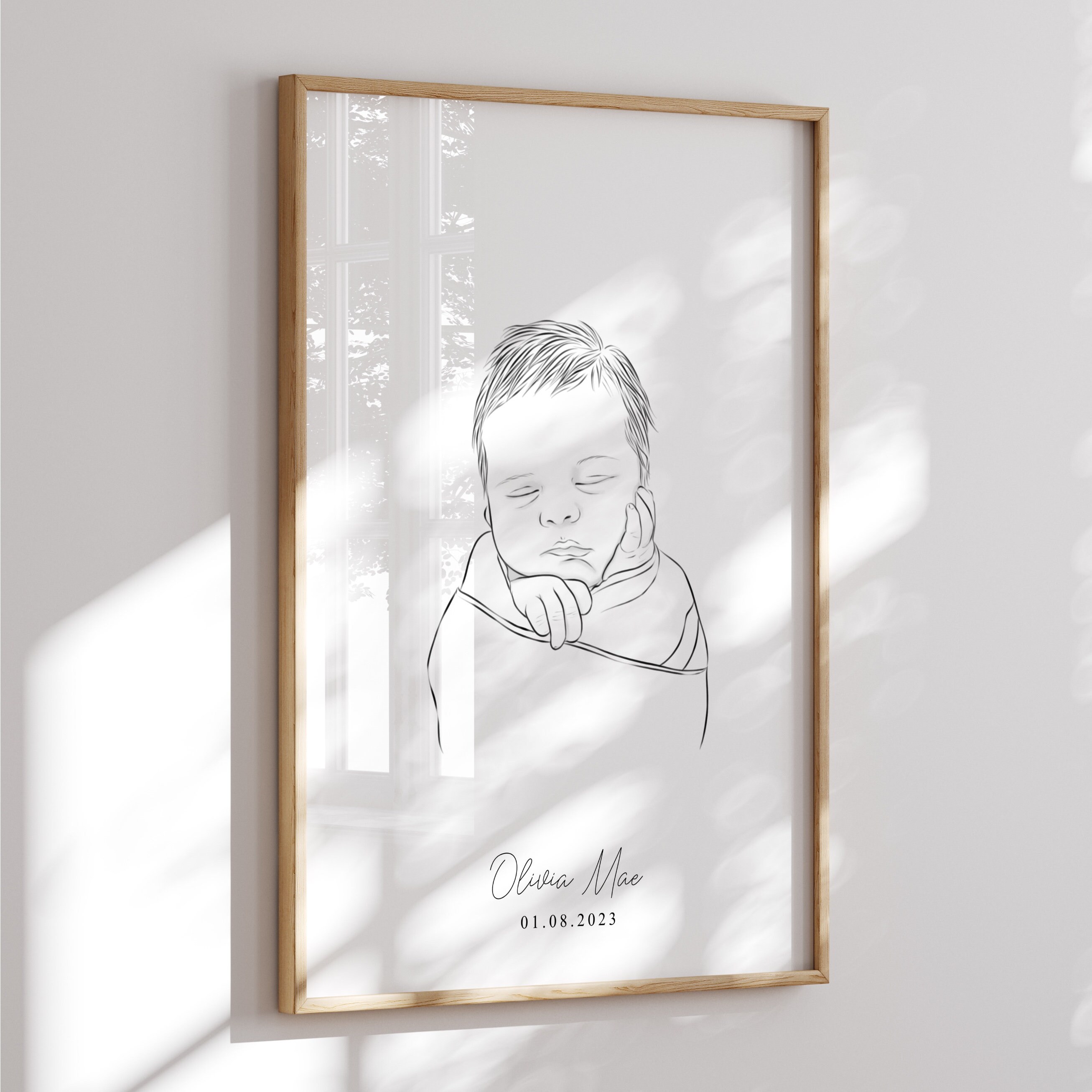 Custom Baby Line Drawing Birth Poster: Personalized Newborn Gift ...