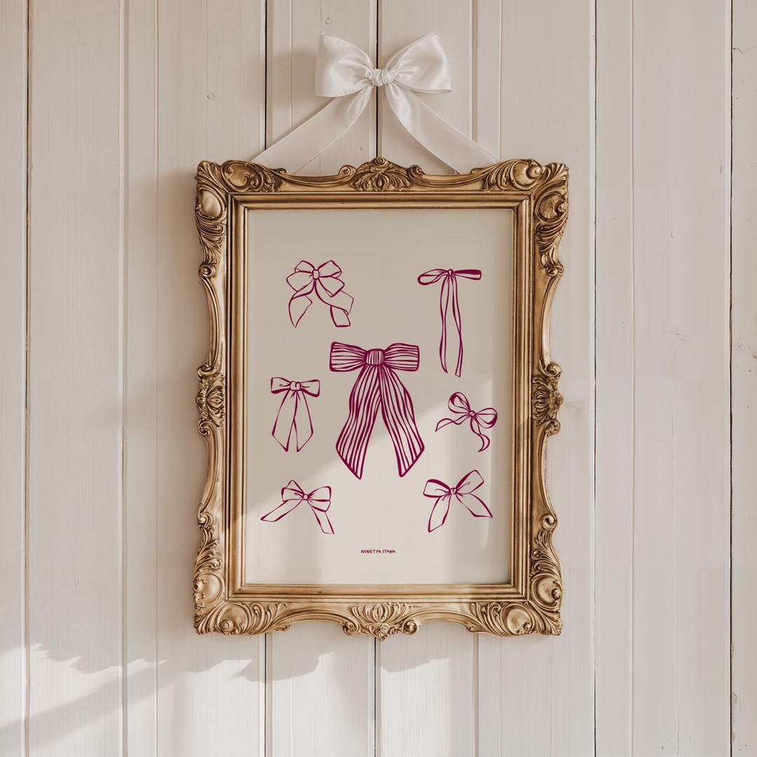 Coquette Bow Poster, Bow Printable Wall Art for Dining Room Wall ...