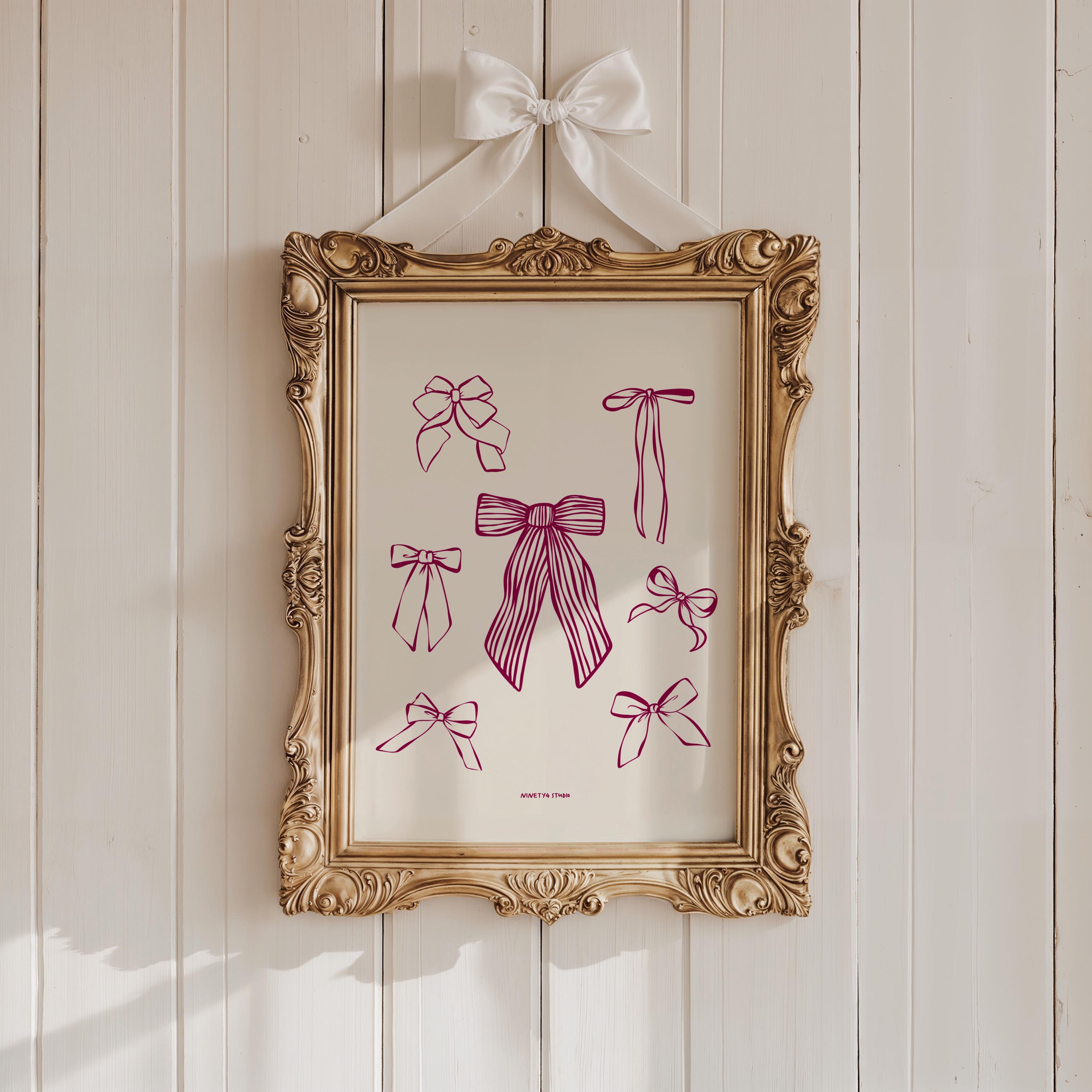 Coquette Bow Poster, Bow Printable Wall Art for Dining Room Wall ...