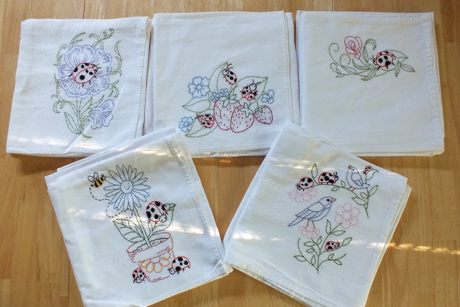 Embroidered Flour Sack Towels Flour Sack Dish Towels Hand - Etsy