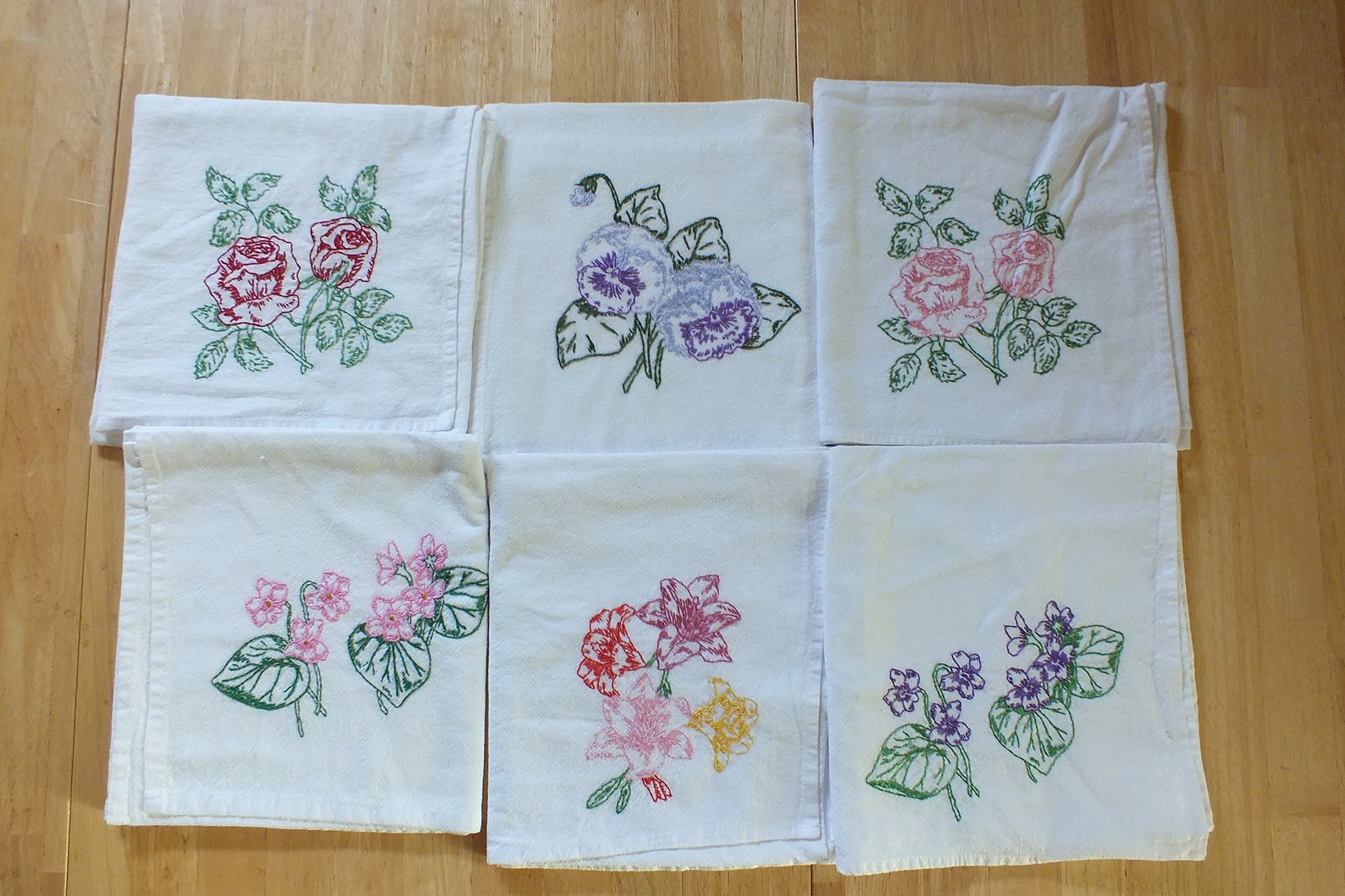 Embroidered Flour Sack Towels Flour Sack Dish Towels Hand - Etsy