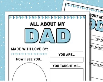 All About My Dad Printable Fathers Day Gift Fathers Day Printable ...
