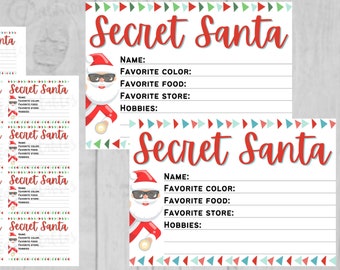 Secret Santa Printable Gift Exchange Swap PDF Christmas Party Gift List ...