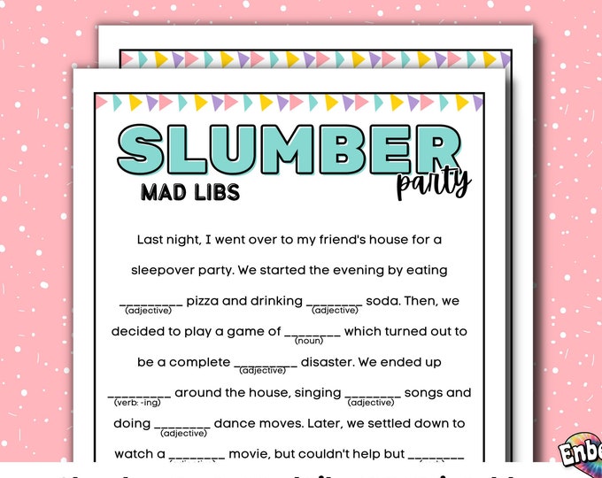 Mad Libs | Slumber Party Game | Printable Birthday Mad Libs | Sleepover ...