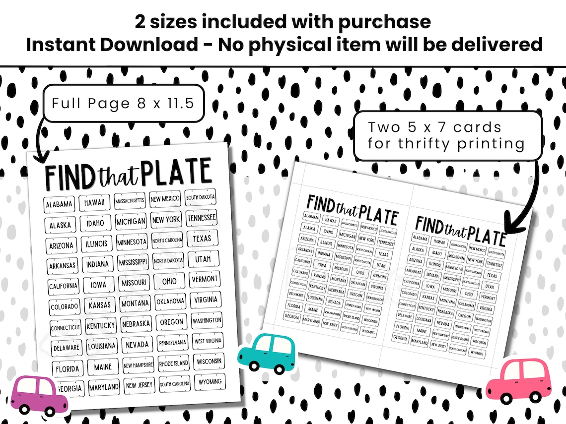 License Plate Game | Road Trip Coloring Page Printable for Kids ...