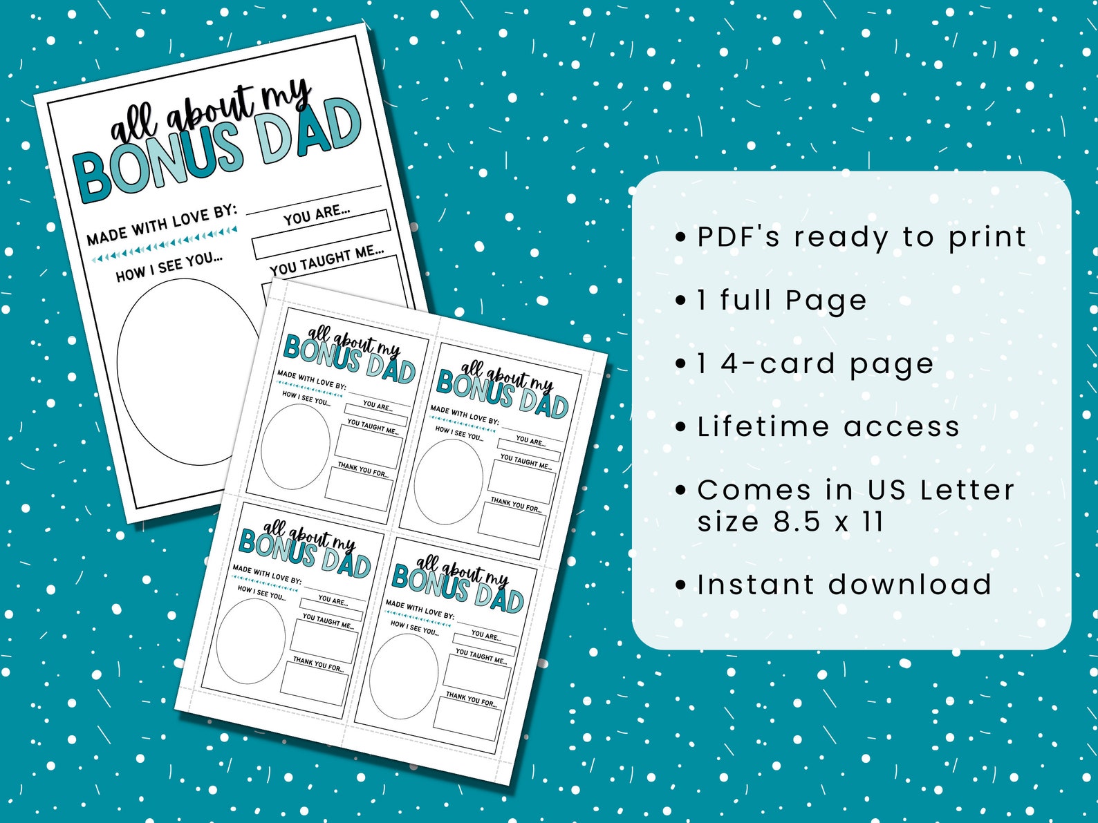 Bonus Dad Gift | All About My Bonus Dad | Father's Day Printable ...