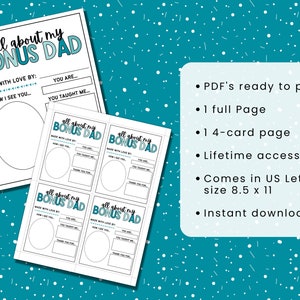 Bonus Dad Gift | All About My Bonus Dad | Father's Day Printable ...