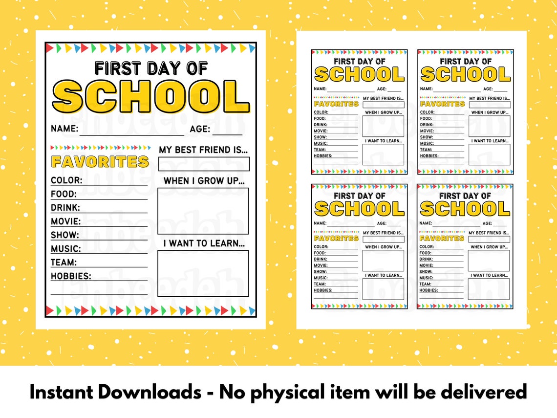 First Day of School Printable Last Day of School Printable - Etsy