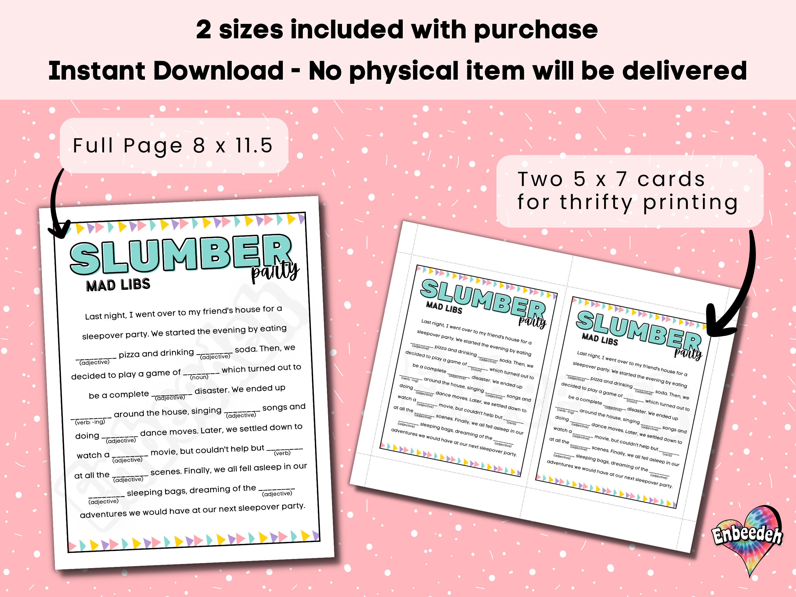 Mad Libs | Slumber Party Game | Printable Birthday Mad Libs | Sleepover ...
