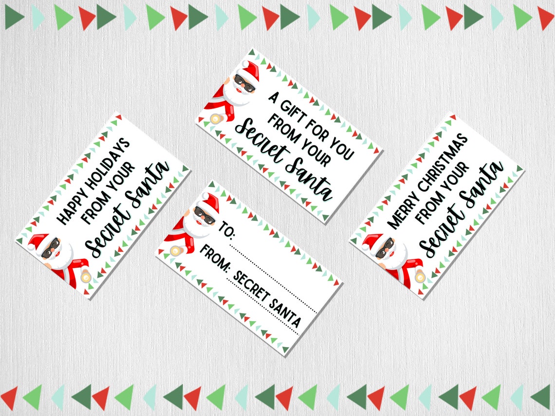 Secret Santa Printable Modern Gift Tags Gift Exchange PDF Christmas ...