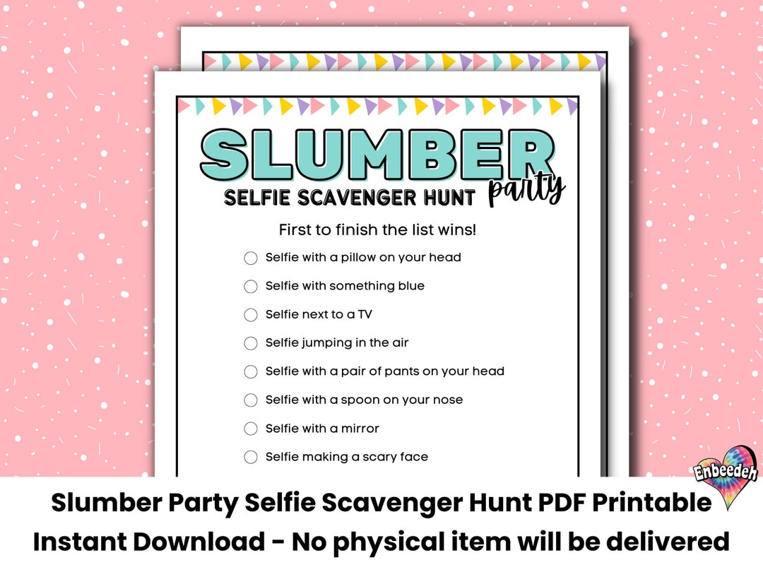 Teen Selfie Photo Scavenger Hunt | Slumber Party Game | Printable ...