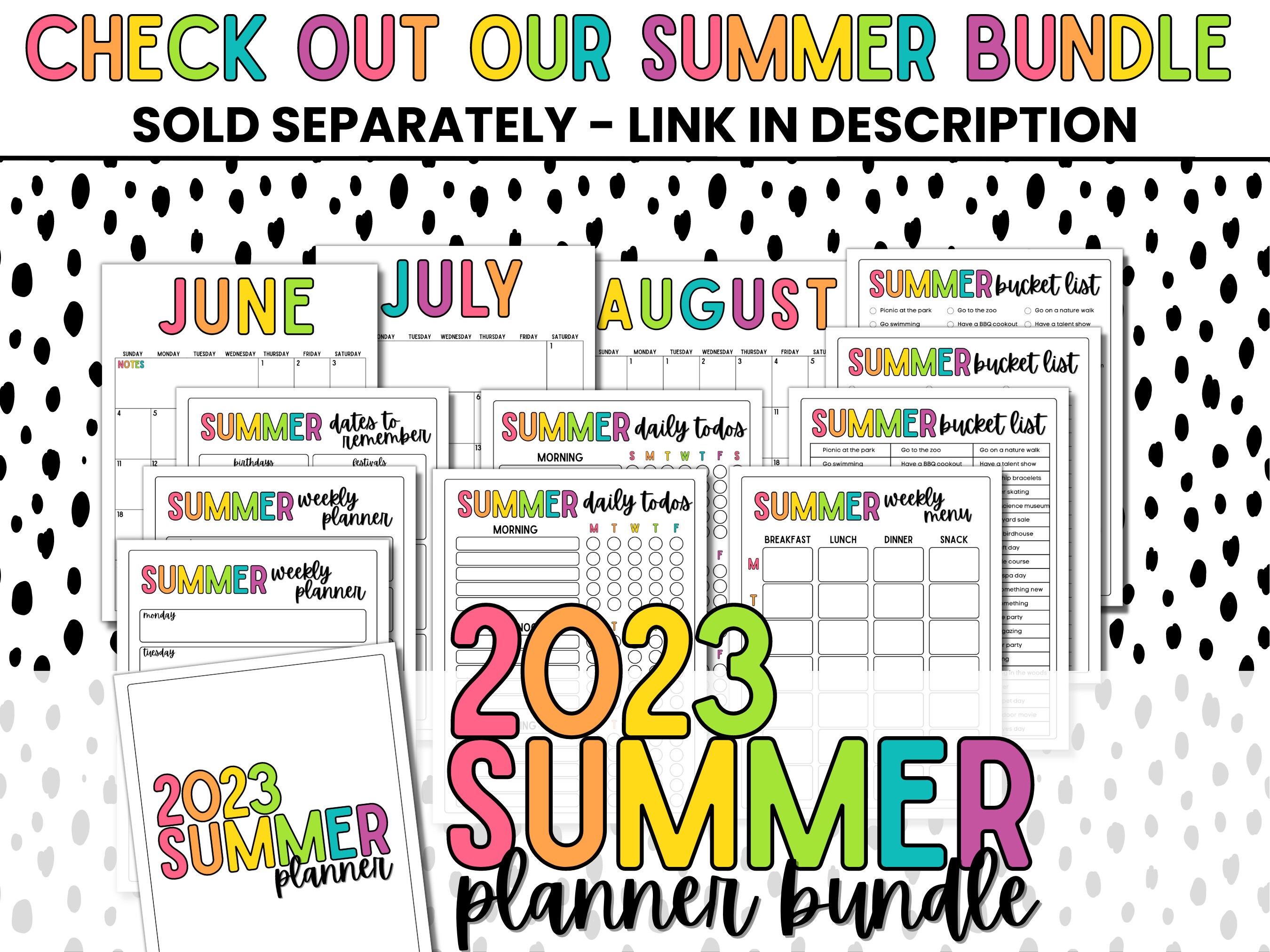 Summer Meal Planner Printable Menu Planner Minimal & Colorful Weekly ...