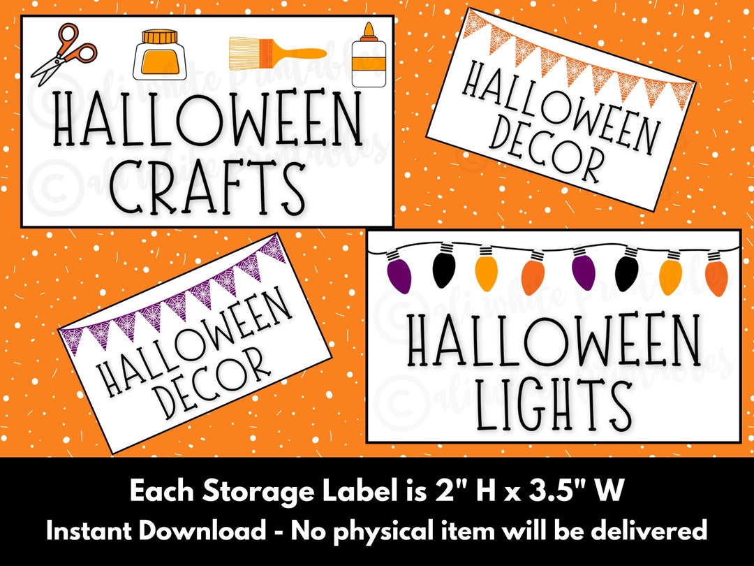 Halloween Printable Storage Labels Tags Instant Download PDF Format Fun ...
