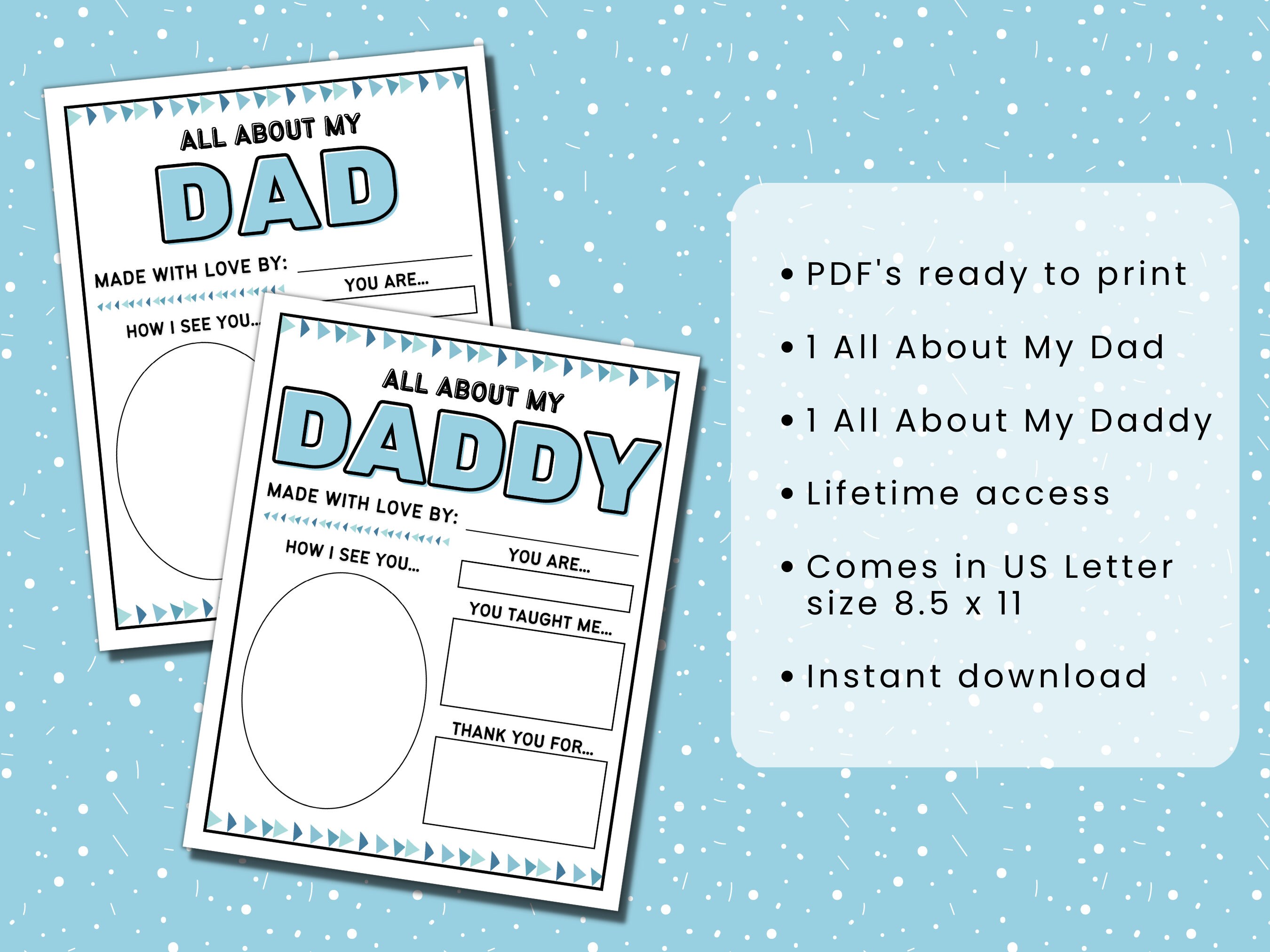 All About My Dad Printable Fathers Day T All About My Daddy Fathers