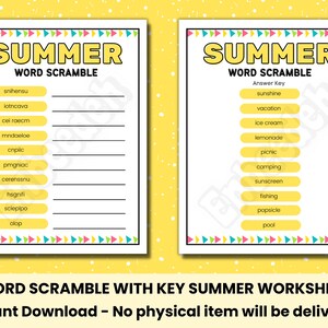 Summer Printable Worksheets | End of Year Summer | Word Search | Word ...