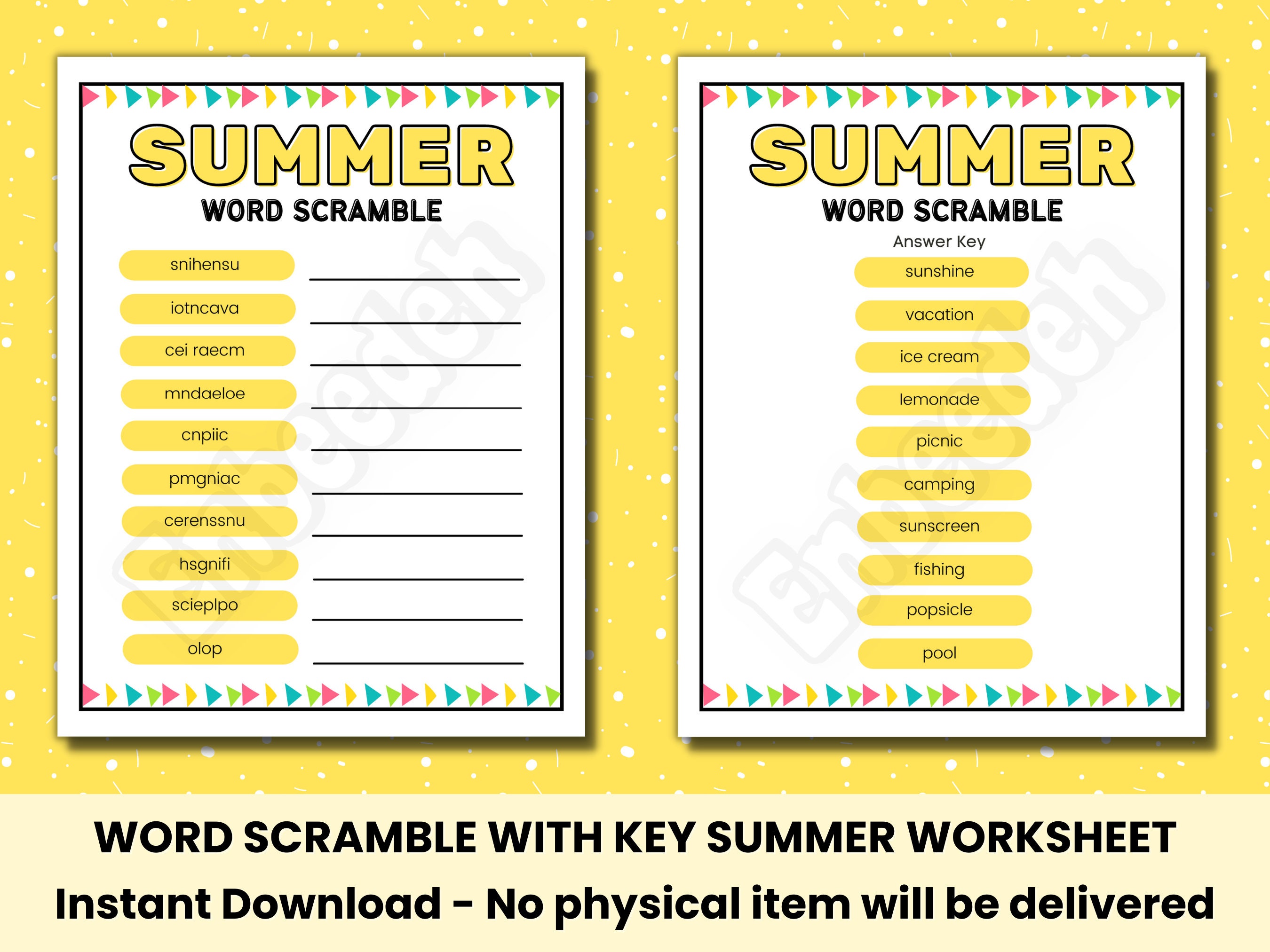 Summer Printable Worksheets End of Year Summer Word Search Word ...