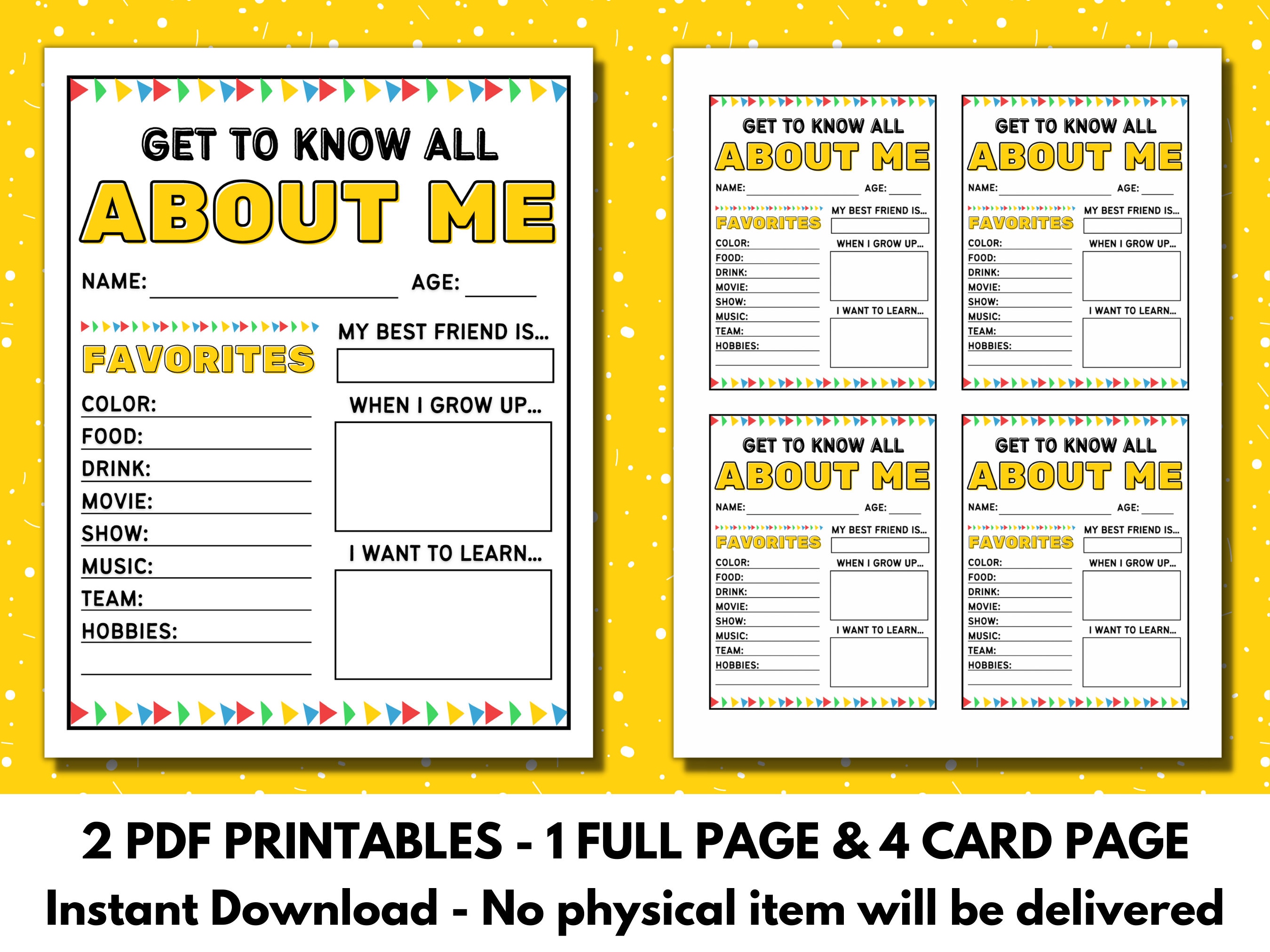 All About Me Printable Classroom and Homeschool Keepsake Interview for ...