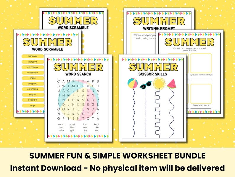 Summer Printable Worksheets End of Year Summer Word Search Word ...