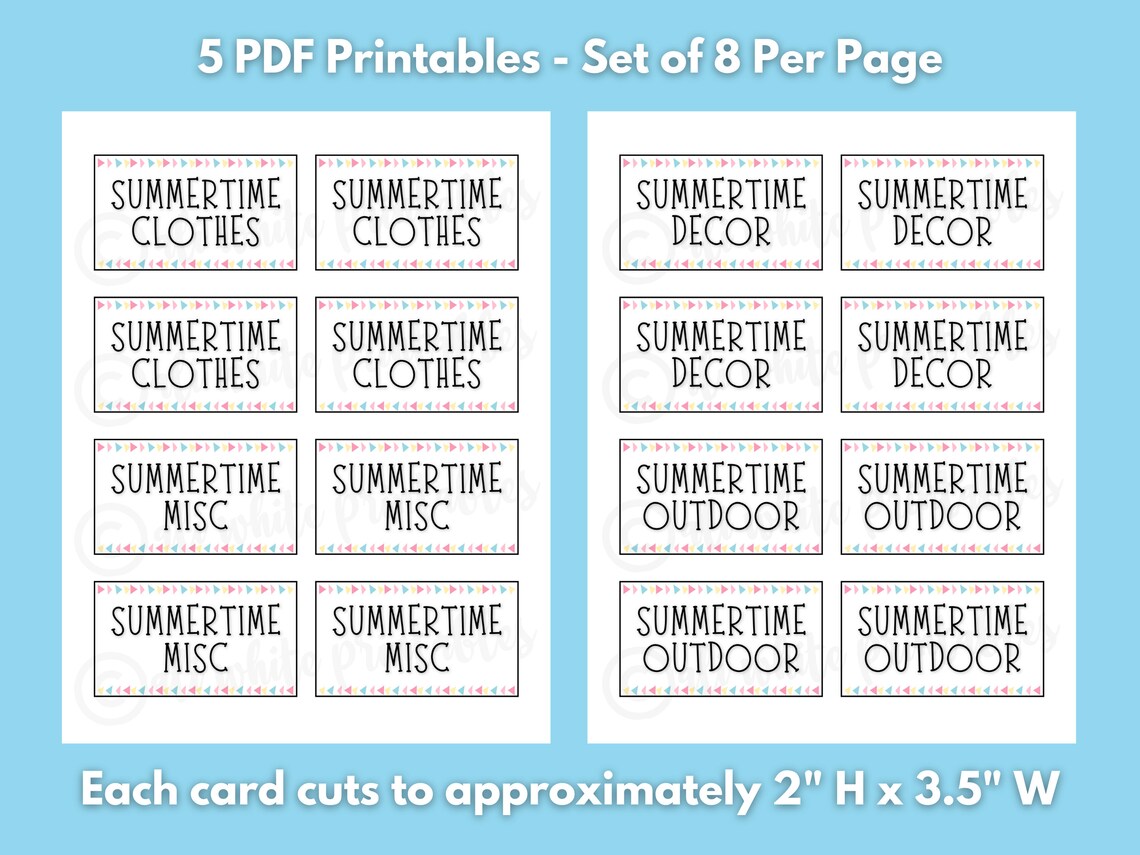 Summer Storage Labels Tags | Printable PDF | Pool Storage | Outside ...