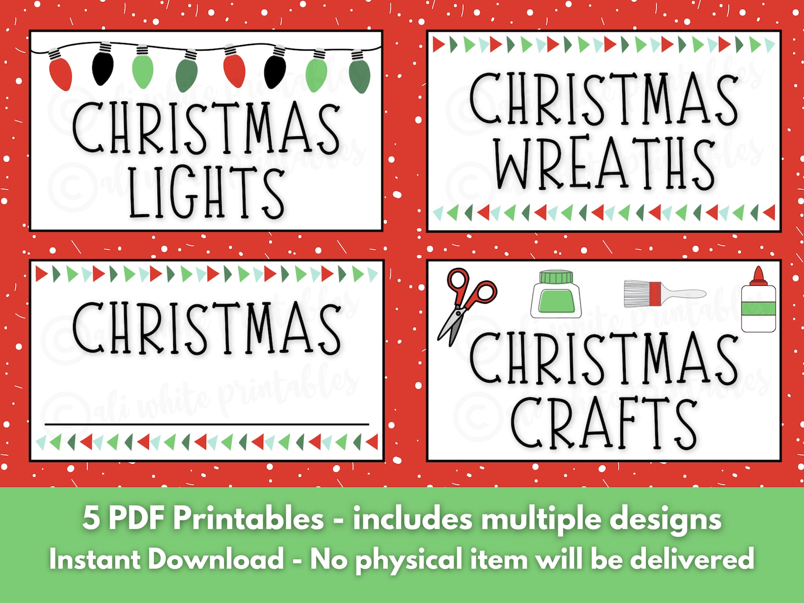 Printable Christmas Holiday Storage Labels Tags Instant Download PDF ...