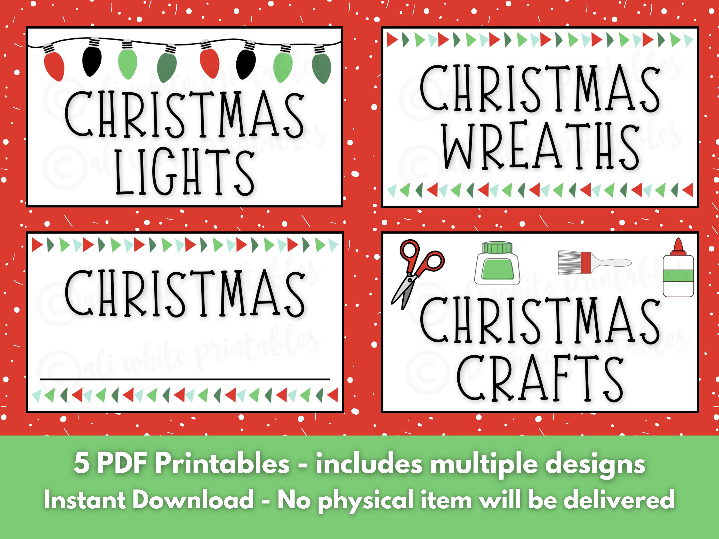 Printable Christmas Holiday Storage Labels Tags Instant Download PDF ...