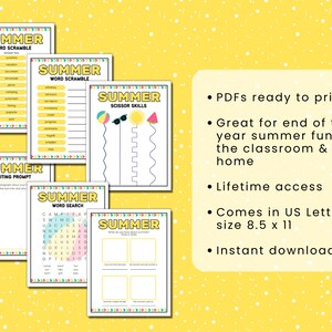 Summer Printable Worksheets | End of Year Summer | Word Search | Word ...