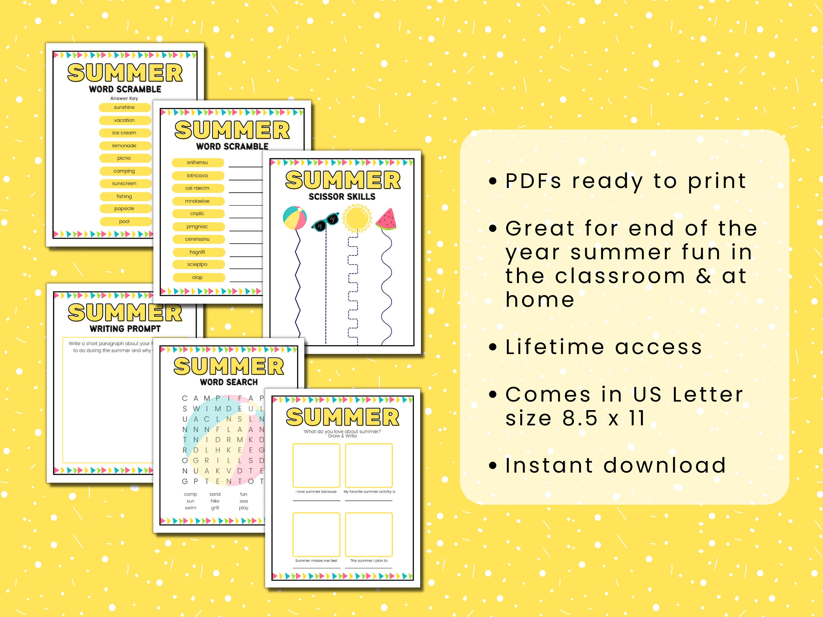 Summer Printable Worksheets End of Year Summer Word Search Word ...