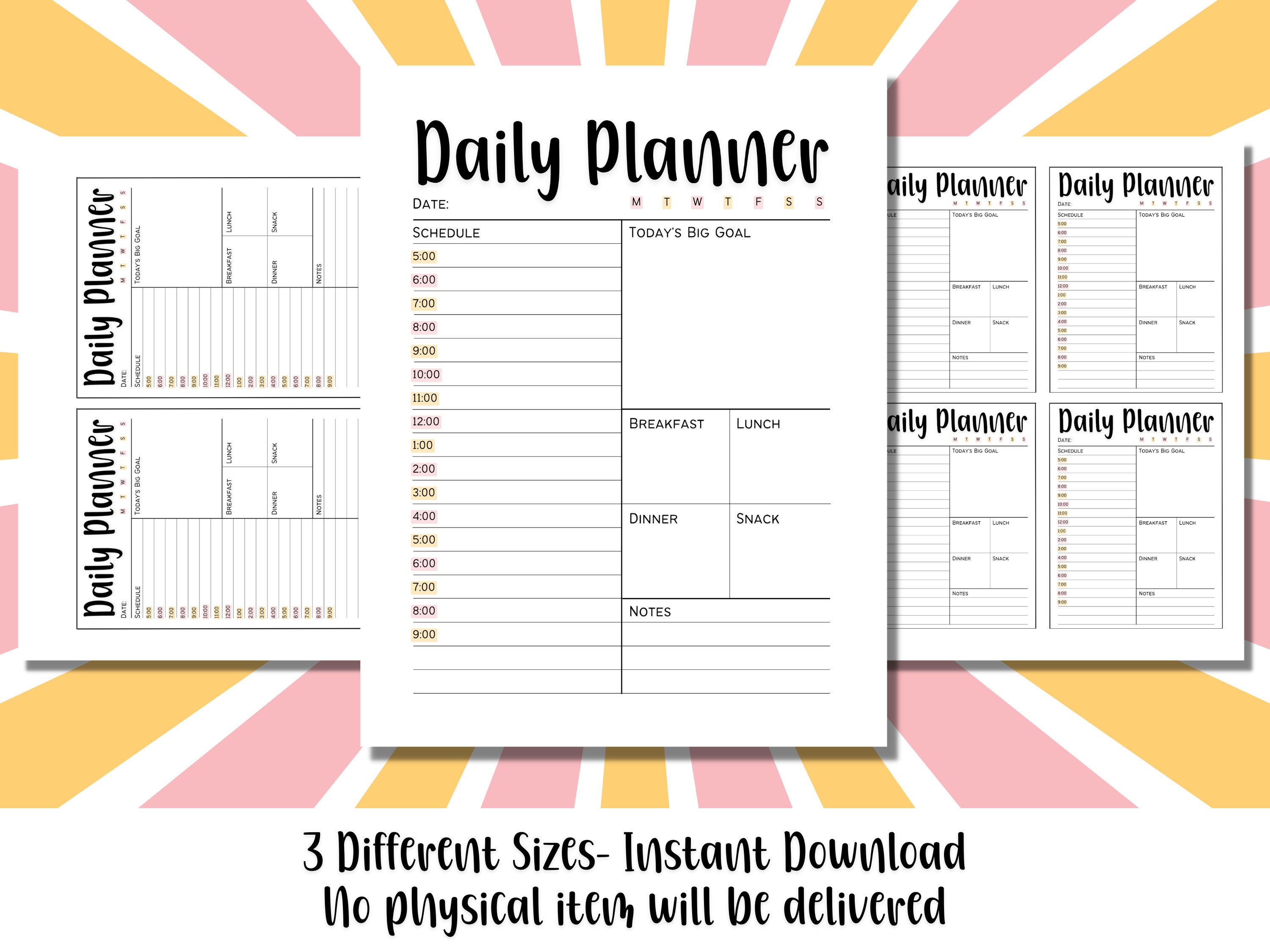 Hourly Daily Planner Printable | Retro Simple Day Planner | Plan by the ...