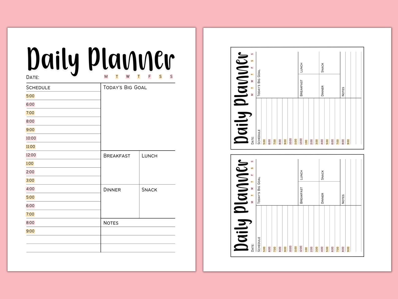 Hourly Daily Planner Printable | Retro Simple Day Planner | Plan by the ...