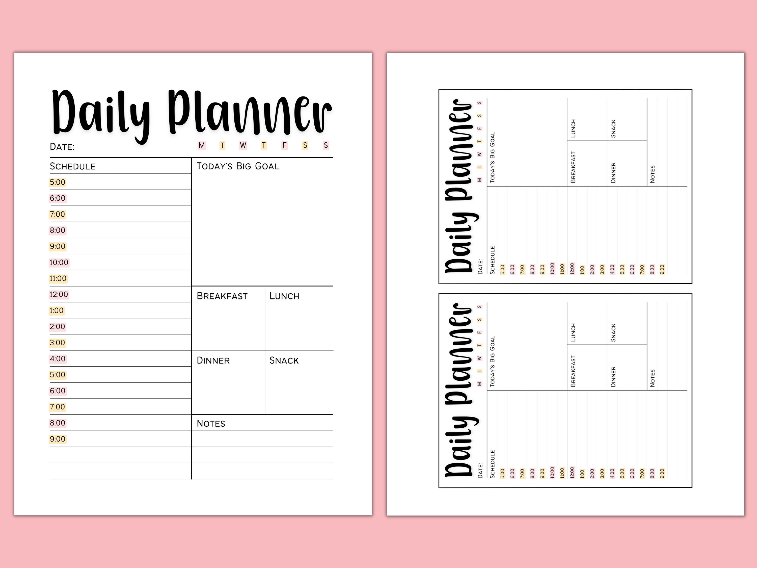 Hourly Daily Planner Printable | Retro Simple Day Planner | Plan by the ...