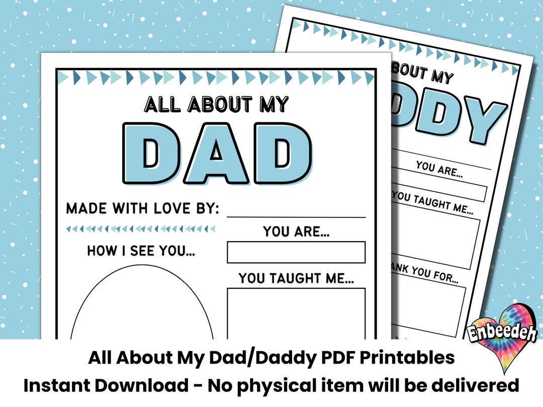 Father's Day Printable: All About My Dad Questionnaire (PDF) - Etsy ...