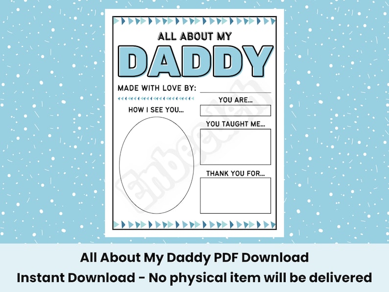 All About My Dad Printable Fathers Day T All About My Daddy Fathers