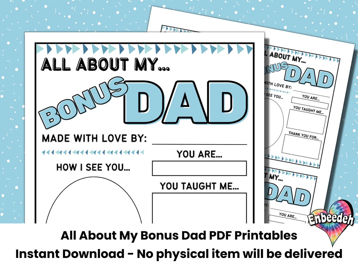 Bonus Dad Father's Day Gift All About My Bonus Dad Fathers Day ...